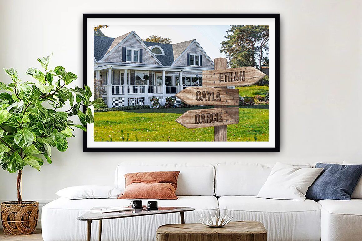 Retro Ocean Walkway Personalised Signpost Art | Blue Horizon Prints